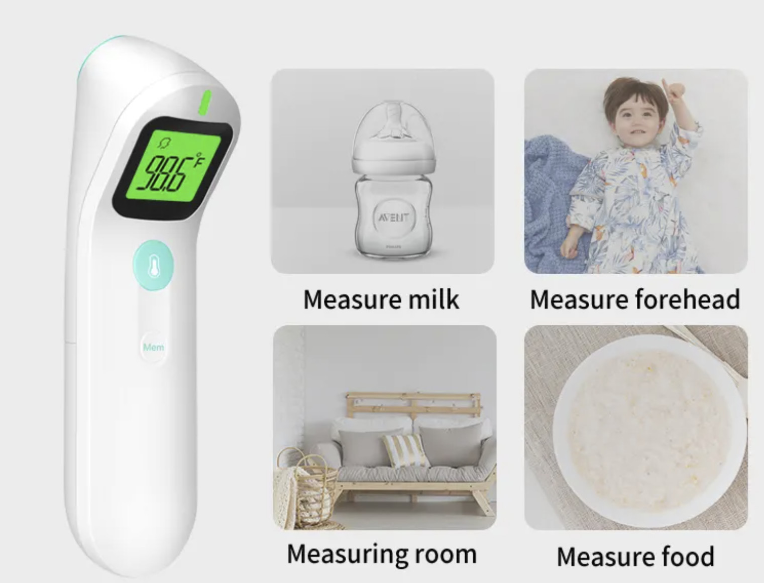 Touchless Forehead Body Infrared Thermometer With Clear LCD Display